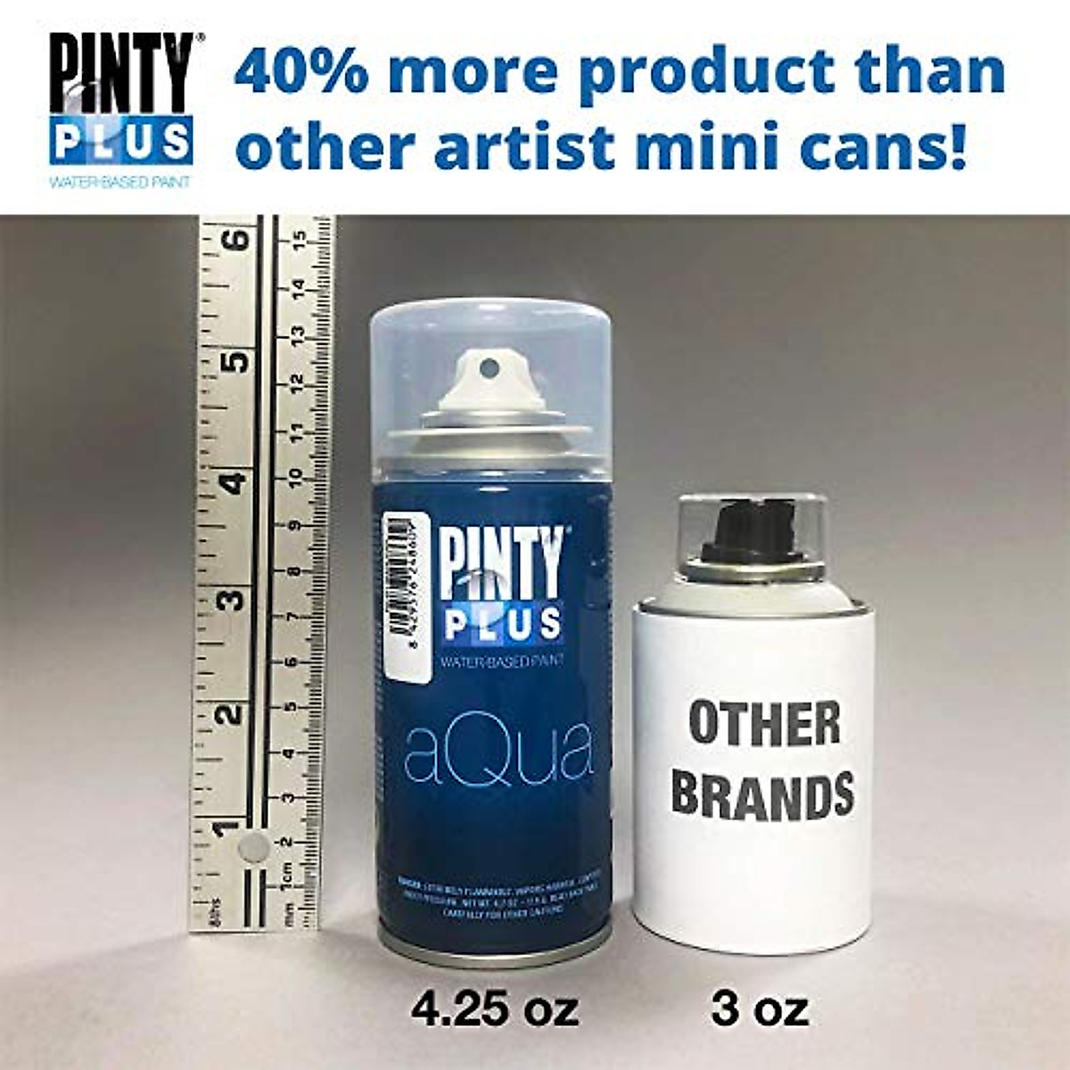 Pintyplus Aqua Spray Paint - Art Set of 8 Water Based 4.2oz Mini Spray Paint Cans. Ultra Matte Finish. Perfect For Arts & Crafts. Spray Paint Set Works on Plastic, Metal, Wood, Cardboard