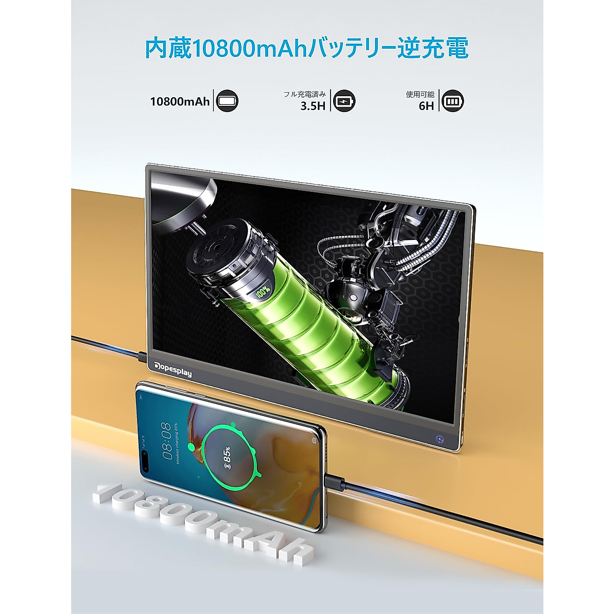 Touchscreen Portable Monitor for Laptop with 10800mAh Battery, 15.6" FHD 1080P Second Laptop Monitor Extender for Laptop, Desktop, MacBook, Phones, Tablet, PS4/5, Xbox, Switch (NO Touch on iPhone)