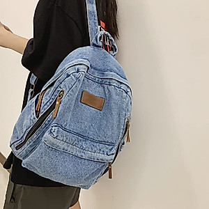 DINGZZ Fashion Ladies Canvas School Backpack Trendy Denim Travel Student Bag College Backpack (Color : E, Size : 32 * 13 * 38CM)