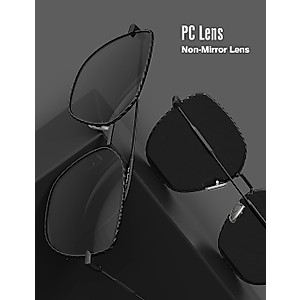 LUENX Trendy Square Oversized Women Aviator Sunglasses - Polygon Flat Three dimensional Rhombic Loop Wire Black Frame PC Grey Lens