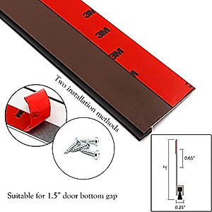 BAINING Metal Door Draft Stopper 2 Pack, 36 Inch Under Door Sweep Garage Door Bottom Seal Strip Noise Blocker, Aluminium Sweeps Anti Mouse Bite, Brown