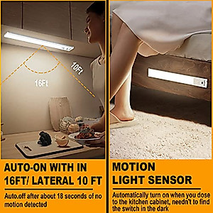 LANVA Under Cabinet Lights Motion Sensor Cabinet Lights Indoor 60 LED Closet Lights and 1500mAh Wireless Rechargeable Battery Operated Lights Under Counter Lights for Kitchen,Cabinet,Hallway