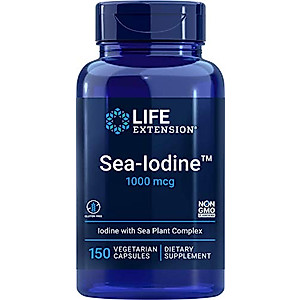 Life Extension Sea-Iodine Capsules, 1000 mcg, 150 Veg Caps, Natural Iodine Supplement from Kelp and Bladderwack