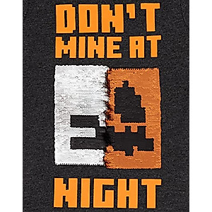 Minecraft Boys Halloween T-Shirt | Kids Dark Grey Flip Sequin Pumpkin Creeper Villains Tee | Skeleton Seasonal Costume Top
