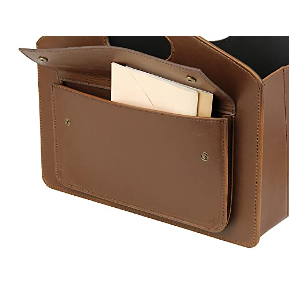 HofferRuffer Magazine Basket Holder, Foldable Magazine Rack, Document File Holder Organizer, File Folder, Newspaper Storage Bin Organizer for Home or Office (Brown)