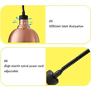 LINKANRUO Food Heating Lamp, Hanging 250w Heating Lamp Warmer for Buffet Food Restaurant Hotel Commercial Catering Equipment, Height Adjustable, Keep Food Warm for a Long, 2pcs Lamps