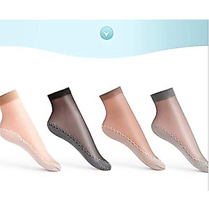 ausuky 10x Ladies Women Nylon Elastic Short Ankle Sheer Stockings Silk Short Socks, Medium, Grey