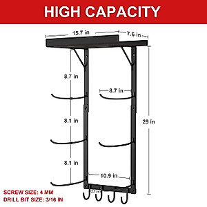 Yoga Mat Holder Wall Mount, Yoga Accessory Mat Storage Rack, Home Gym Accessories Organizer, Floating Shelf and Hooks for Hanging Foam Roller/Band/Workout Equipment at Pilates Fitness Class