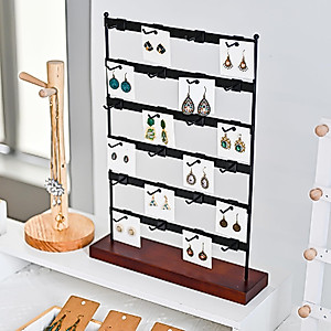 Lolalet Earring Display Stand for Selling, 6 Tier Earrings Display Rack with 24 Adjustable Hooks, Jewelry Display Stand for Vendors Earrings, Keychain Cards Retail Display -Black