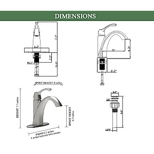 TimeArrow Brushed Nickel 1-Handle Single Hole Bathroom Faucet, 3-Hole Deck Plate, Pop-Up Drain and Water Supply Lines Included, TAF206-BN