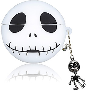 Jowhep Case for AirPod Pro 2019/Pro 2 Gen 2022 Cartoon Cute Silicone Cover Kawaii Funny Unique Stylish Soft Protective Keychain for Air Pods Pro Girls Boys Women Cases for AirPods Pro Luminous Skull