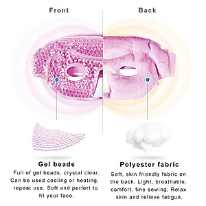 CONBELLA Ice Face Mask for Woman Man, Hot or Cold Gel Bead Ice Mask for face with Eye Holes & Soft Plush Backing, Ice Gel Freezer Eye Mask for Puffy Eyes, Redness, Headaches, Stress (#43 Green)