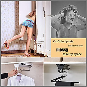 Heavy Duty Retractable Closet Pull Out Rod,Extendable Valet Rod Clothing,Ball Bearing Rail Slide Pull-Out,Hanging Rod for Closet Storage, Laundry Room,5 Pcs Pants Rack