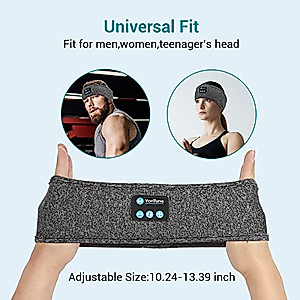 Sleep Headphones Bluetooth Headband, Wireless Soft Sleeping Headphones with White Noise and Ultra-Thin Speakers Perfect for Side Sleepers, Running, Workout, Jogging, Yoga, Insomnia (Grey)