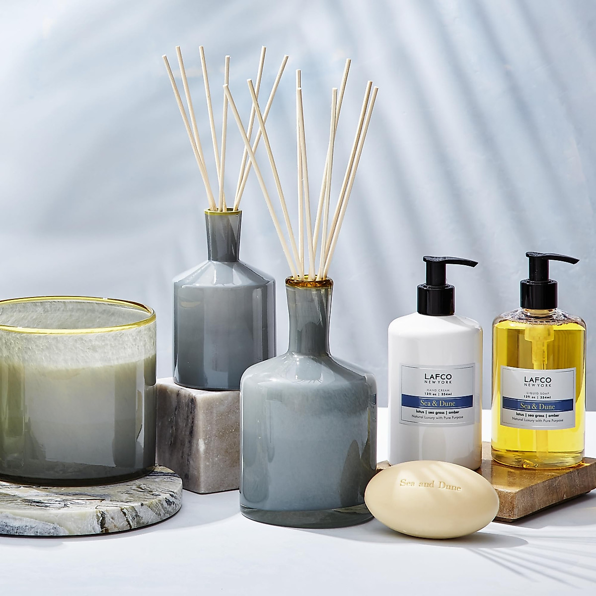 LAFCO New York Reed Diffuser Refill, Sea & Dune - 8.4 oz - Up to 4-Month Fragrance Life - Includes Natural Wood Reeds - Free of Dyes & Propellants - Made in The USA