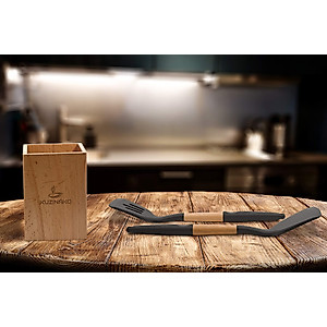 10PCS Kitchen Utensil Set for Non-stick Cookware Silicone Spatula Set with Holder Cooking Utensils for your Beautiful Kitchen (Grey)