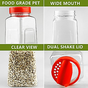 Yopay 8 Pack Large Spice Jar, 32oz Seasoning Shaker, Plastic Spice Container Bottle with Red Dual Shake Lid for Storing Herbs, Powders, General Use Storage Containers