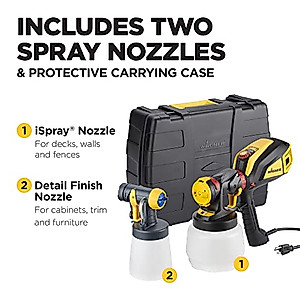 Wagner Spraytech 02419307 FLEXiO 595 Handheld HVLP Paint Sprayer, Sprays Most Unthinned Latex, Includes Two Nozzles - iSpray & Detail Finish Nozzle, Complete Adjustability, Lightweight Design