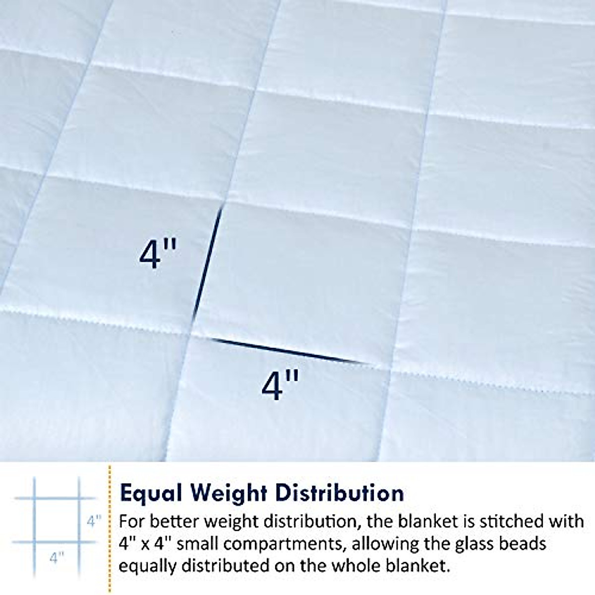 Keeptop Kids Weighted Blanket (7 lbs, 41"x60", Light Blue) - Cooling Heavy Blanket for a Child Between 60-80 lbs - 100% Natural Cotton Material with Premium Glass Beads, Double Stitched Edge