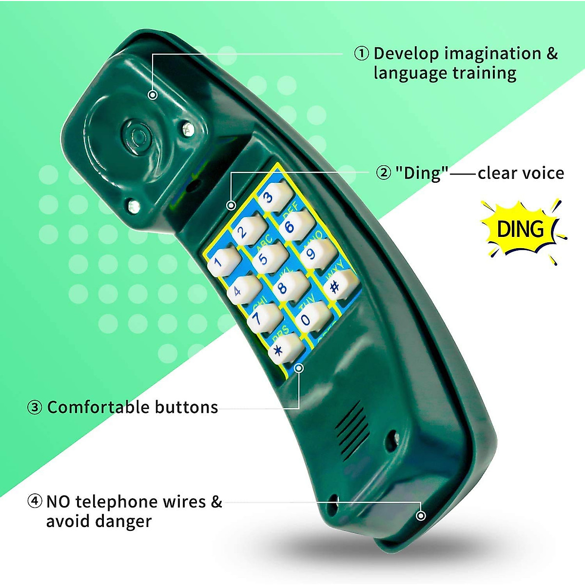 HAPPYPIE Toy Phone for Kids Swing Set Phone Pretend Phones and Learning Education Phone Plastic Telephone Creative Children Play Phone for Toddlers Baby Cell Phone Playhouse Phone (Green)