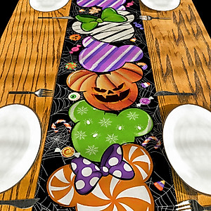 Halloween Table Runner Halloween Cartoon Mouse Table Cover Haunted Mansion Decor Halloween Decorations for Home Party