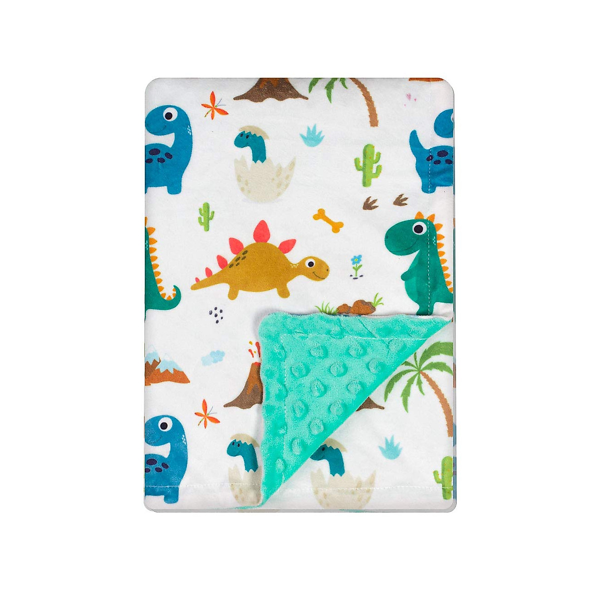 Baby Blanket for Boys Girls Double Layer Soft Plush Minky Blanket with Dotted Backing, Toddler Baby Newborn Blanket Shower Gifts (Green Dinosaur, 30 X 40 inches)