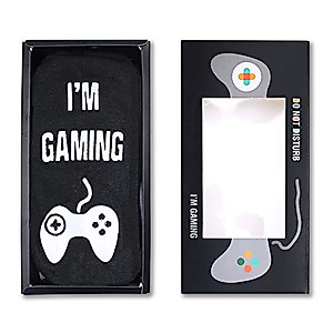 Leotruny Do Not Disturb I'm Gaming Socks Cotton Novelty Funny Socks With Gift Box (C03-3 Pack Multicoloured (Crew))