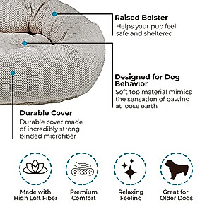 Bowsers Aspen Chenille Donut Bed for Dogs - Calming Dog Bed with Removable Tufted Cushion and Overstuffed Bolster Ring - with High Memory Polyester Fiber and Upholstery Grade Fabric - Large