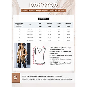 Dokotoo Womens Spring Fashion 2025 Fringe Vest 70s Theme Birthday Party Hippie Costume Rodeo Club Night Cowgirl Western Resort Wear Concert Outfits for Women Summer Vests for Women Khaki X-Large