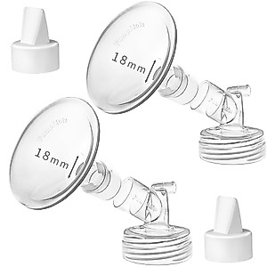 PumpMom 18mm Flanges and Duckbill Valve Compatible with Spectra S2 Spectra S1 9 Plus Synergy Gold Breast Pump Parts, Not Original Spectra Pump Parts (18mm)