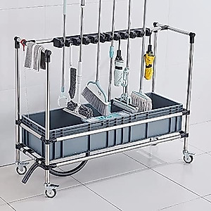 DHWDPO Mop rack, Movable Commercial Cleaning Tool Holder,Broom and Mop Holder, Umbrella Stand Put Wet Mops, for Garages, Hotels, Schools, Restaurants