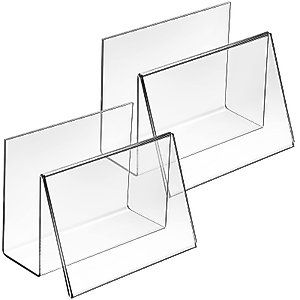 Vicenpal Clear Acrylic Postcard Holder Business Card Holder Greeting Card Display Clear Business Card Stand Rack for Index Card Organizer Desk Table Home Office School, 6 x 4.25 x 4.5 Inches (2 Pcs)