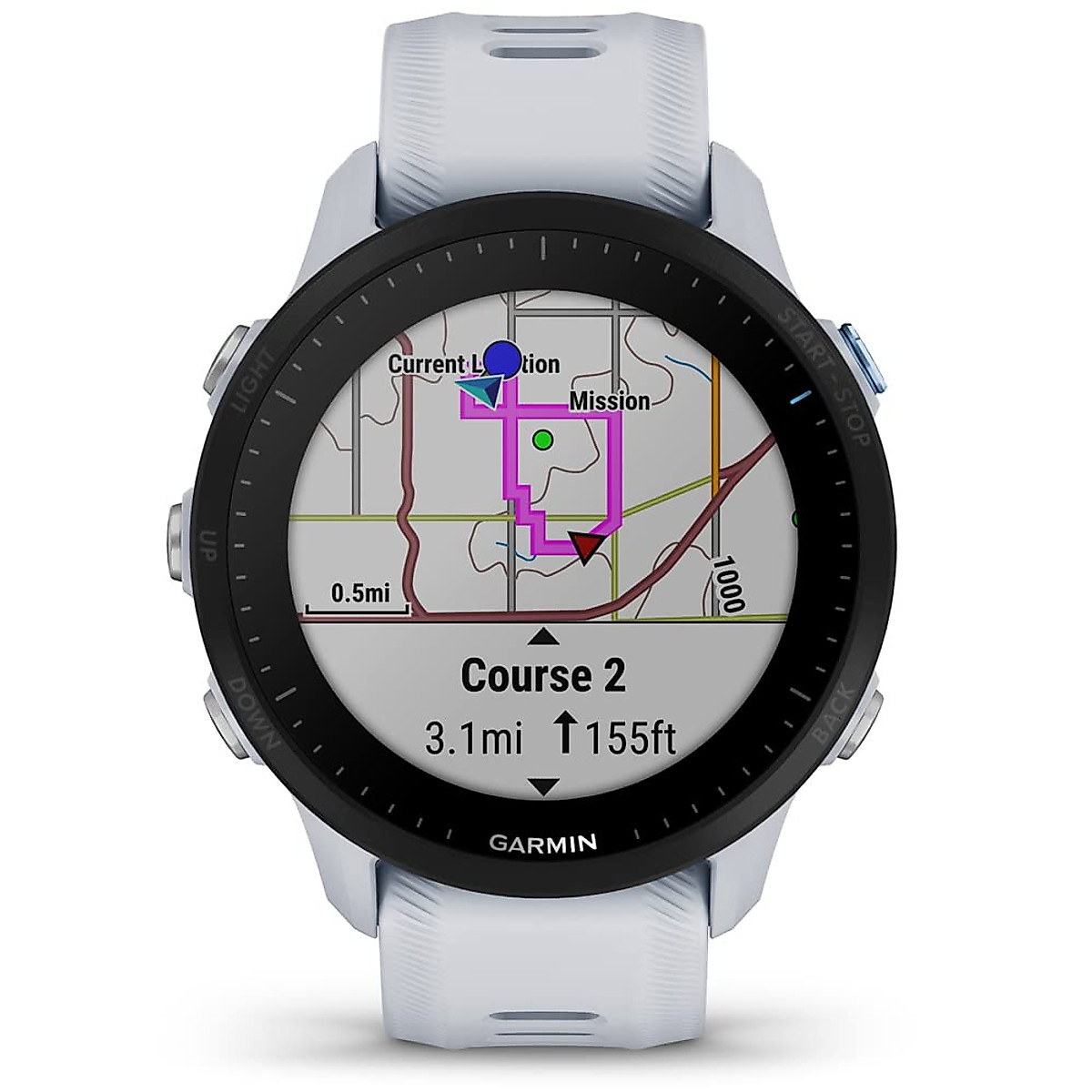 Garmin 010-02638-11 Forerunner 955 GPS Smartwatch Whitestone Bundle with 2 YR CPS Enhanced Protection Pack