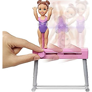Barbie Gymnastics Coach Dolls & Playset with Coach Doll, Student Small Doll & Balance Beam with Clip & Sliding Mechanism