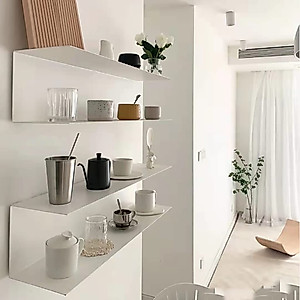 TAUODUYY Iron One-Piece Wall Shelf, Scandinavian Style Kitchen Wall Spice Storage Rack, Living Room Cup Holder, Bedroom Bookshelf, White ( Color : 1PCS , Size : 100X15X20CM )