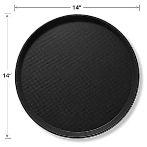 Jubilee (Set of 4) 14" Round Restaurant Serving Trays, Black - NSF Certified Non-Slip Food Service Tray