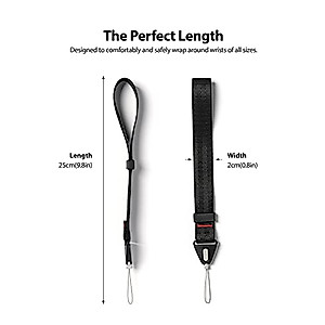 Ringke Hand Strap [Phone Wrist Strap] Designed for Camera Strap and Phone Strap, Adjustable Sturdy Universal Lanyard Compatible with Camera and Phone Case - Black