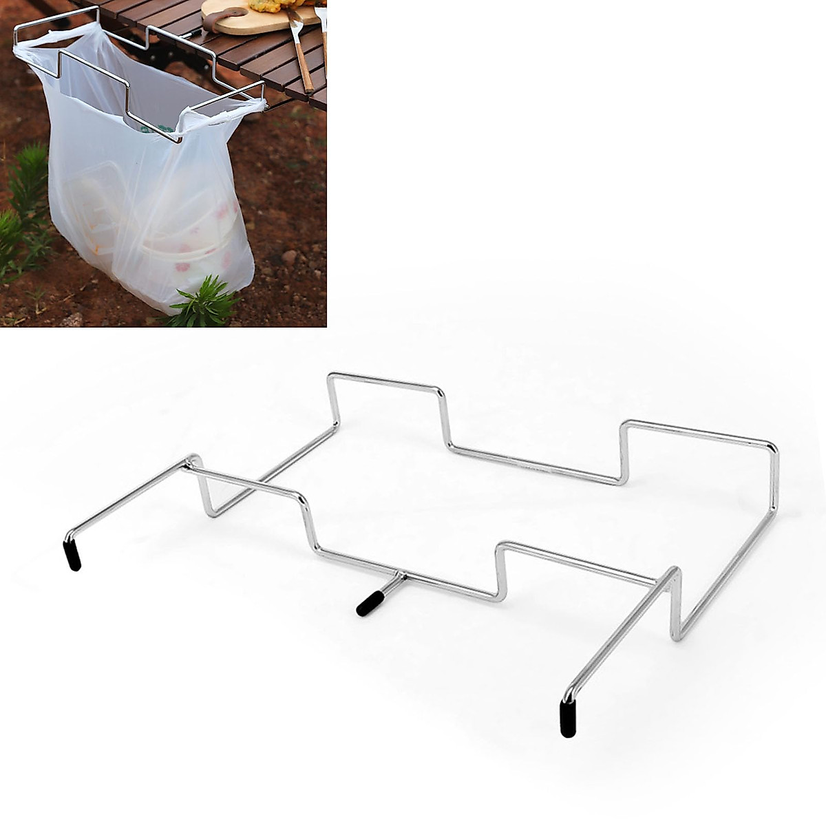 Trash Bag Holder, 2 Pack Stainless Garbage Hanging Bag Holder Trash Can Bracket Table Garbage Rack, Lightweight Table Rack Garbage Bag Hanger for Kitchen BBQ Camping Use Kitchen Clean and Organized