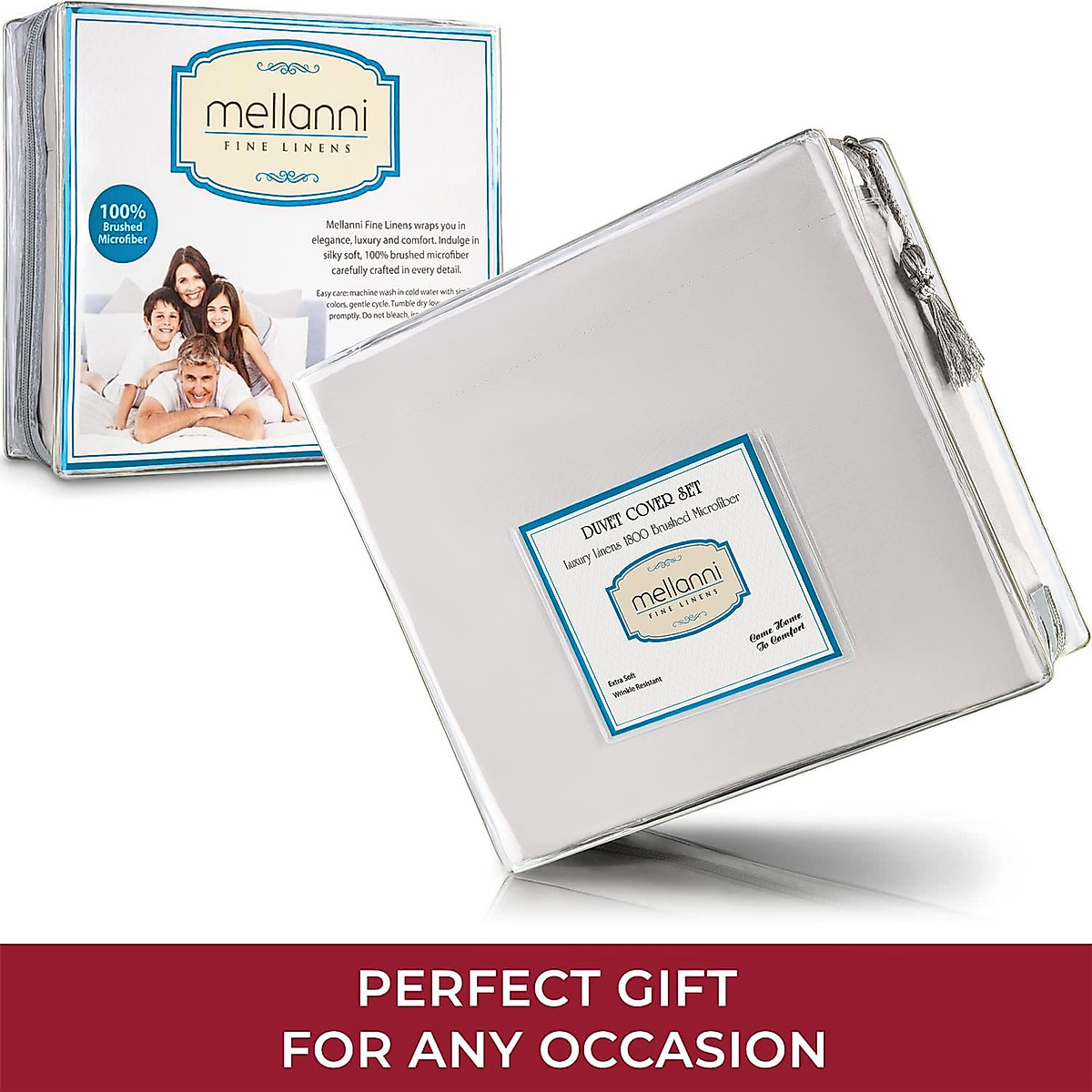 Mellanni Duvet Cover Set - 3 PC Iconic Collection Bedding Set - Hotel Luxury, Extra Soft & Cooling - Microfiber - Button Closure and Corner Ties (King, Hotel Gray)