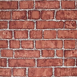 Cohoo Home Red Peel and Stick Wallpaper Brick Contact Paper 18” ×118” Faux 3D Brick Wall Paper Red Self Adhesive Wallpaper Removable Wallpaper Brick Backsplash Stick and Peel Vinyl Film
