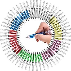 SunAngel Multi-Color Syringe Pen Writes In Black Ink, For Boys And Girls, Imaginary Doctor Play, School Supplies (red,yellow,blue,green,white,purple, 60PCS)