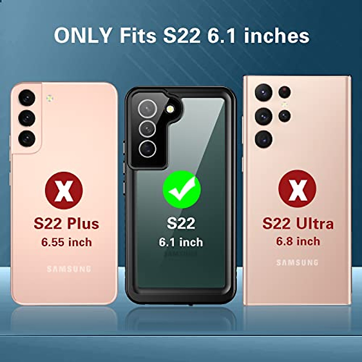 ANTSHARE Designed Samsung Galaxy S22 Case with Screen Protector,Samsung S22 Case Waterproof Shockproof Full Body Heavy Duty Protective Case for S22 5G (2022) Black/Clear