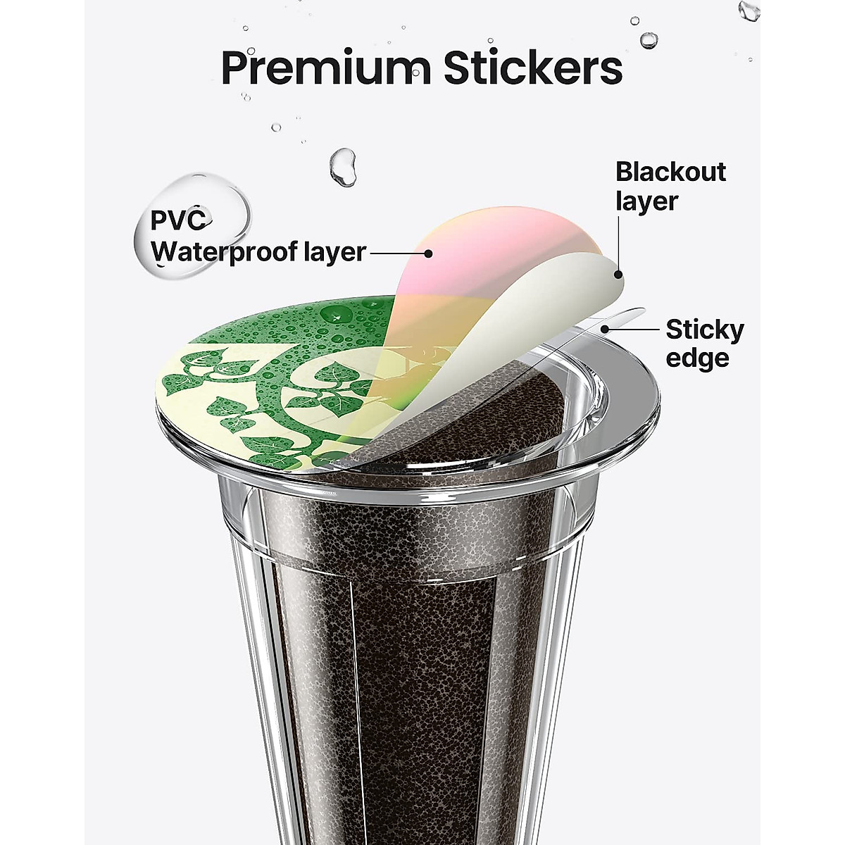 iDOO 102Pcs Seed Pot Labels Sticker, PVC Round Peel and Stick Hydroponic Garden Label, Plant Grow Basket Label