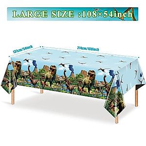Tiamon Dinosaur Tablecloth Dinosaur Party Table Covers Dinosaur Plastic Tablecloth for Kids Adults Birthday Dinosaur Party Picnic Supplies 54 x 108 Inch (Blue, 3 Pcs)