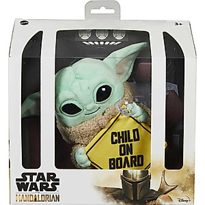 Star Wars Grogu Plush “Child on Board” Sign +Toy, 8-in Character from The Mandalorian, Soft, Collectible Cuddle Toy & Automobile Signage