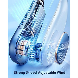 SWEETFULL Portable Neck Fan 360° Cooling Bladeless Personal Fan | No Hair Twisting - 4000mAh USB Rechargeable Wearable Fan for Travel, Birthday Gifts for Men, Women, Mom, and Dad