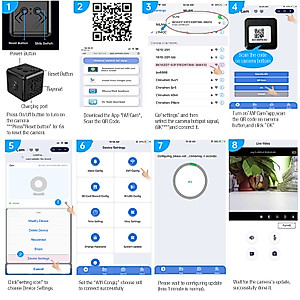Lymoc Wireless Camera 1080P,Mini WiFi Camera Kids Pets Camera with Motion Detection Night Vision for Home Office Security,Phone Cameras for Surveillance - Size:1.5 x 1.5 x 1.5 inches