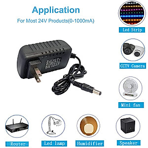 24v dc Power Supply 24v 1a Power Supply AC 100v-240v to DC 24v 1a ac dc Switching Power Supply Adapter, dc 24v Power Cord with 5.5mmx2.5mm Plug