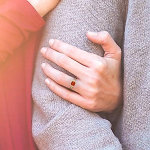 Clara Pucci 1.5 ct Princess Cut Solitaire Red Simulated Diamond Engagement Bridal Promise Anniversary Ring 18K Yellow Gold Size 9.25