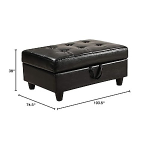 BIADNBZ PU Sectional Sofa L-Shaped Couch with Right Chaise Lounge, Storage Ottoman and 2 Pillows for Living Room Apartment, Black